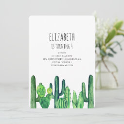 Cactus birthday party invitation. Green cacti Invitation | Zazzle