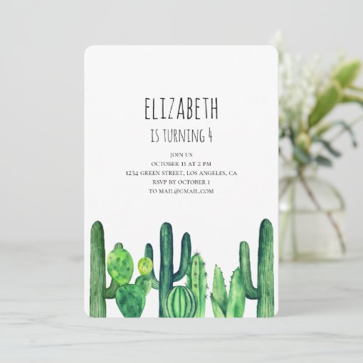 Cactus birthday party invitation. Green cacti Invitation | Zazzle