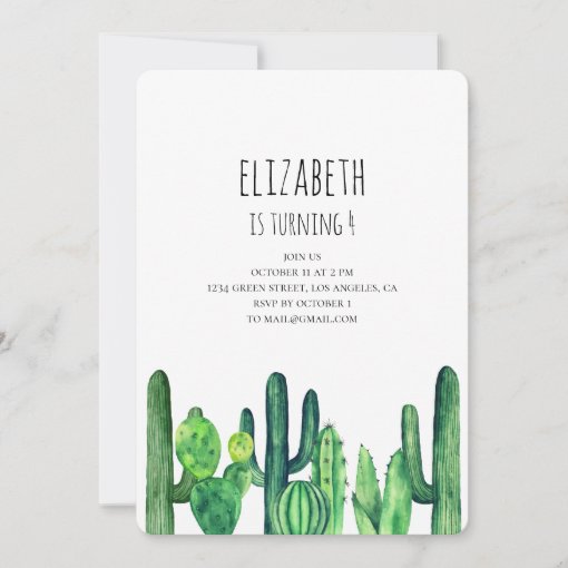 Cactus birthday party invitation. Green cacti Invitation | Zazzle
