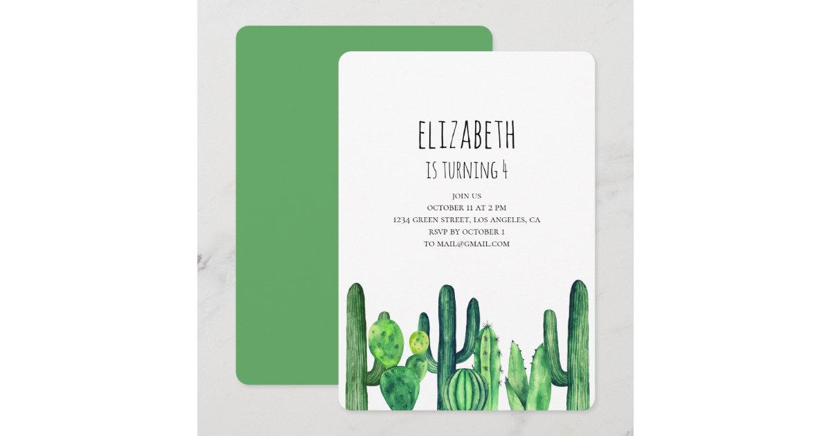 Cactus birthday party invitation. Green cacti Invitation | Zazzle