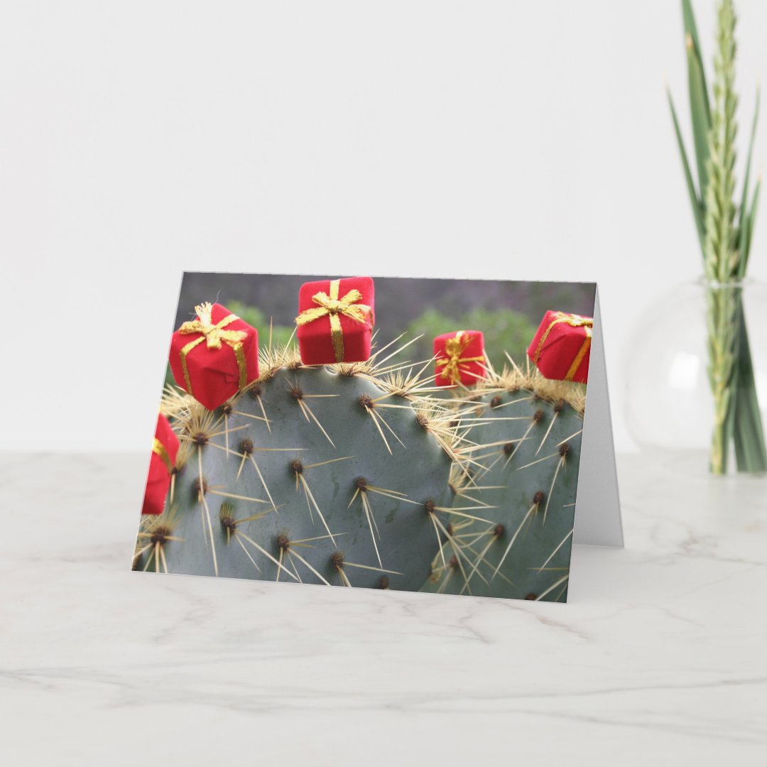 Cactus Christmas greeting card | Zazzle