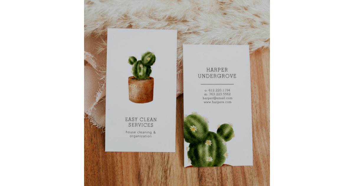 Cactus Cleaning Services Business Card | Zazzle