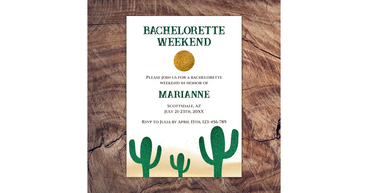 Cactus Desert Destination Bachelorette Weekend Invitation | Zazzle