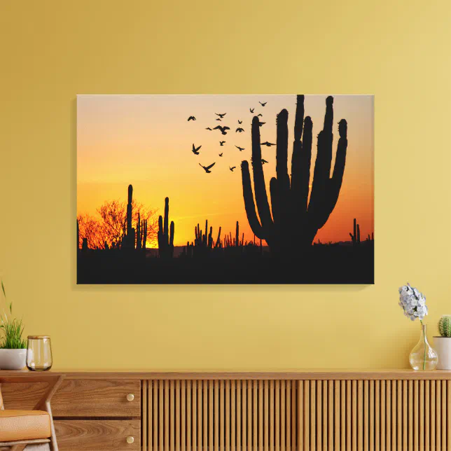 Cactus Desert Sunset Scene Canvas Print | Zazzle