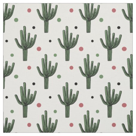 Cute Cactus Standing Pattern Fabric | Zazzle
