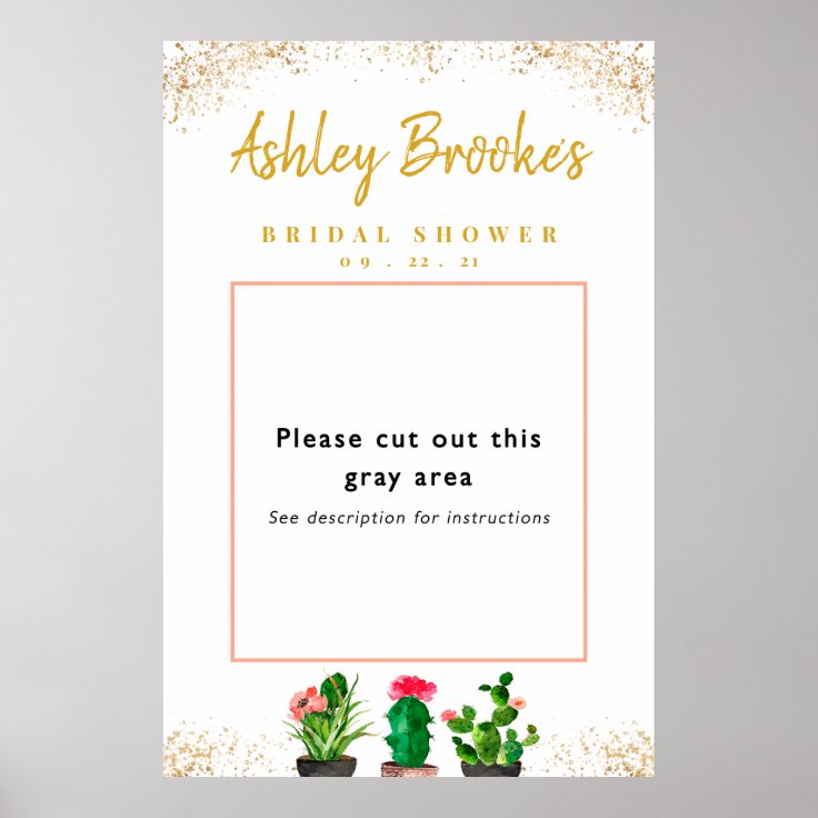 Cactus Fiesta Bridal Shower Photo Booth Frame Poster | Zazzle