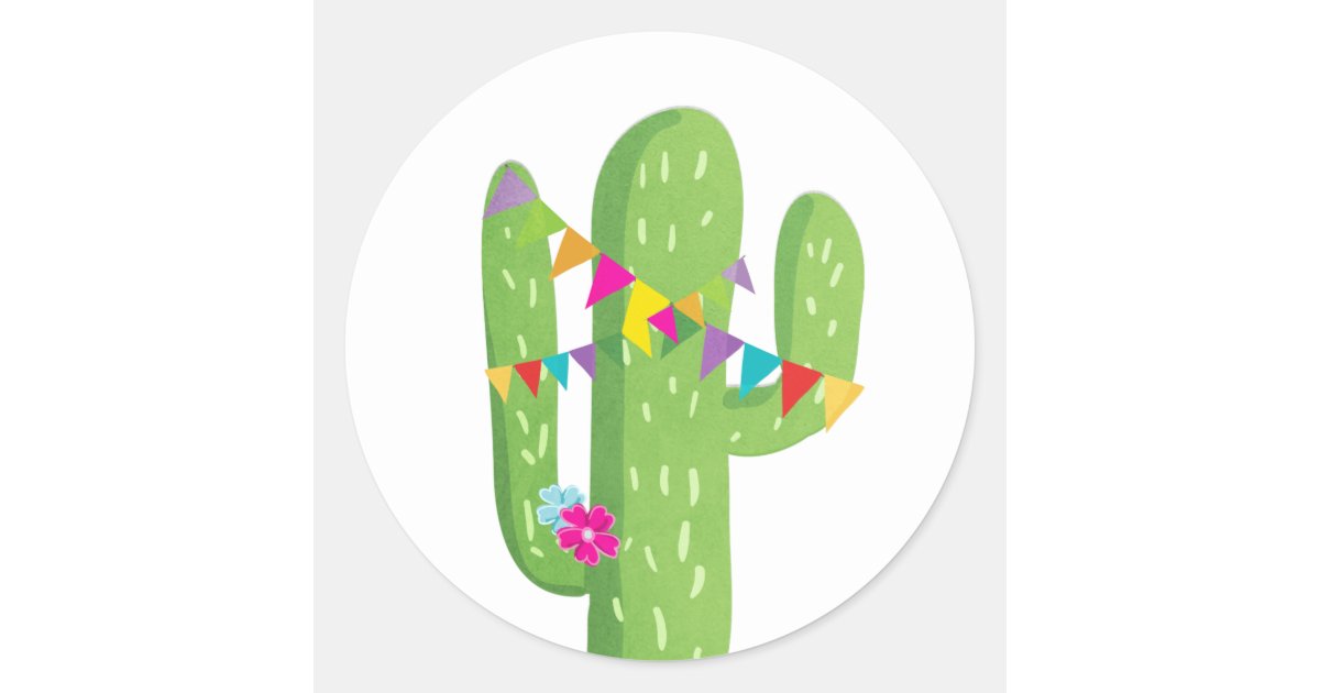 Cactus fiesta favor tag Sticker Mexican party | Zazzle.com