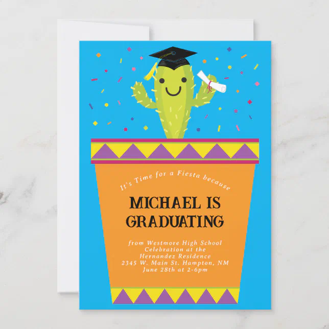 Cactus Fiesta Graduation Party Invitation | Zazzle