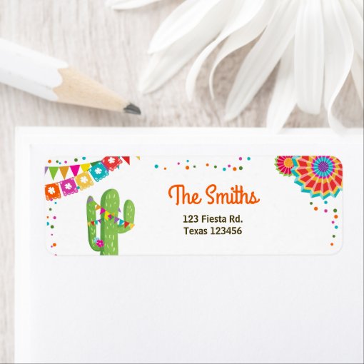 Cactus Fiesta Mexican Return Address Label Party | Zazzle