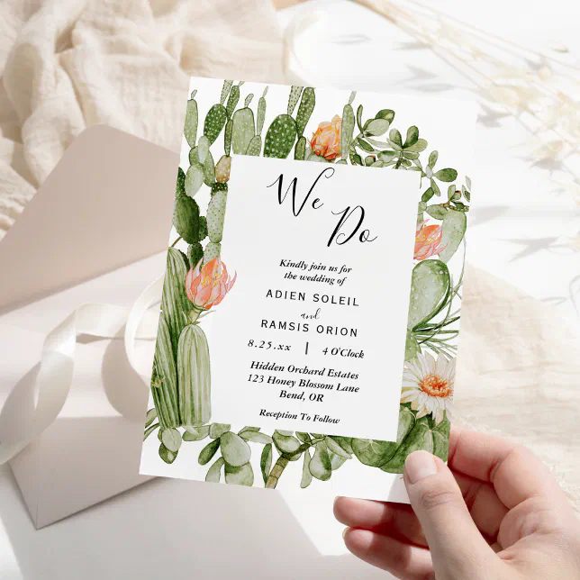 Cactus Floral Desert We Do Wedding Invitation | Zazzle