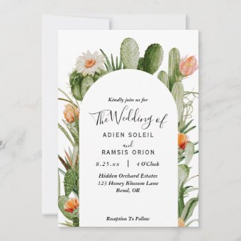 Cactus Floral Desert Wedding Invitation | Zazzle