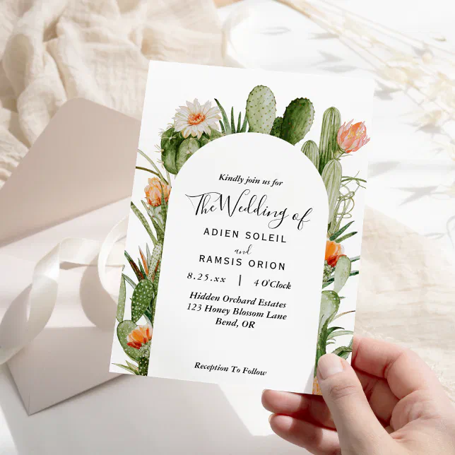 Cactus Floral Desert Wedding Invitation | Zazzle