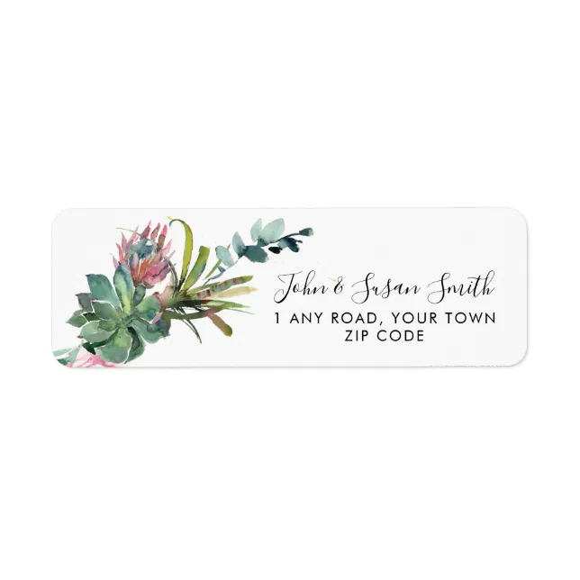 cactus florals return address labels | Zazzle