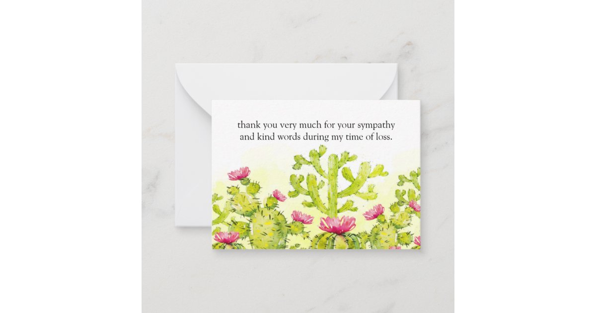 Cactus Flower After Funeral Thank You Cards | Zazzle