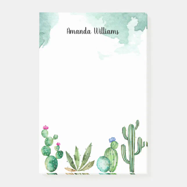 Cactus Garden Personalized Monogram Post-it Notes | Zazzle