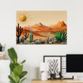 Cactus in Desert Illustration Poster | Zazzle