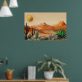 Cactus in Desert Illustration Poster | Zazzle