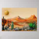 Cactus in Desert Illustration Poster | Zazzle