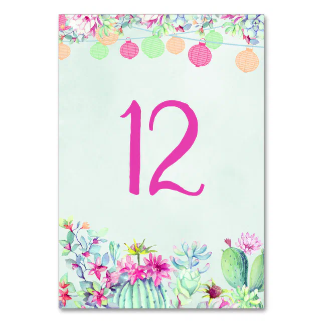 Cactus Lantern Fiesta Succulents Table Number | Zazzle