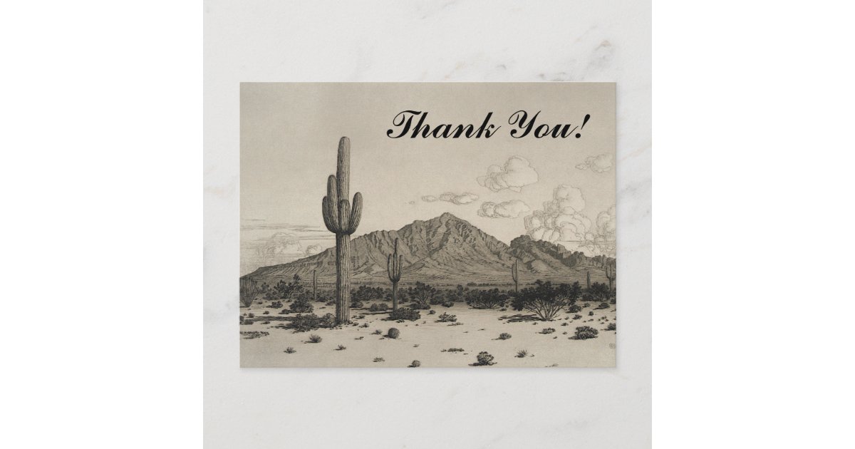 Cactus, Mountain, Desert "Thank You!" Postcard | Zazzle