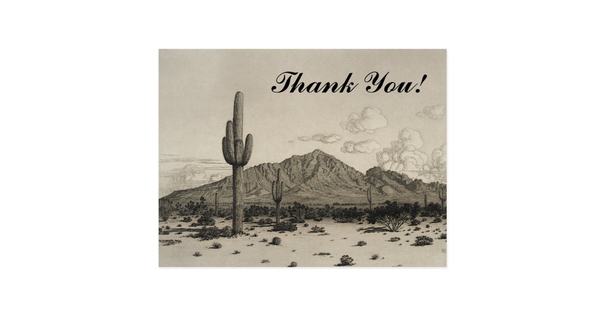 Cactus, Mountain, Desert "Thank You!" Postcard | Zazzle.com