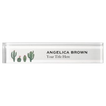 Cactus Plants Desk Name Plate | Zazzle