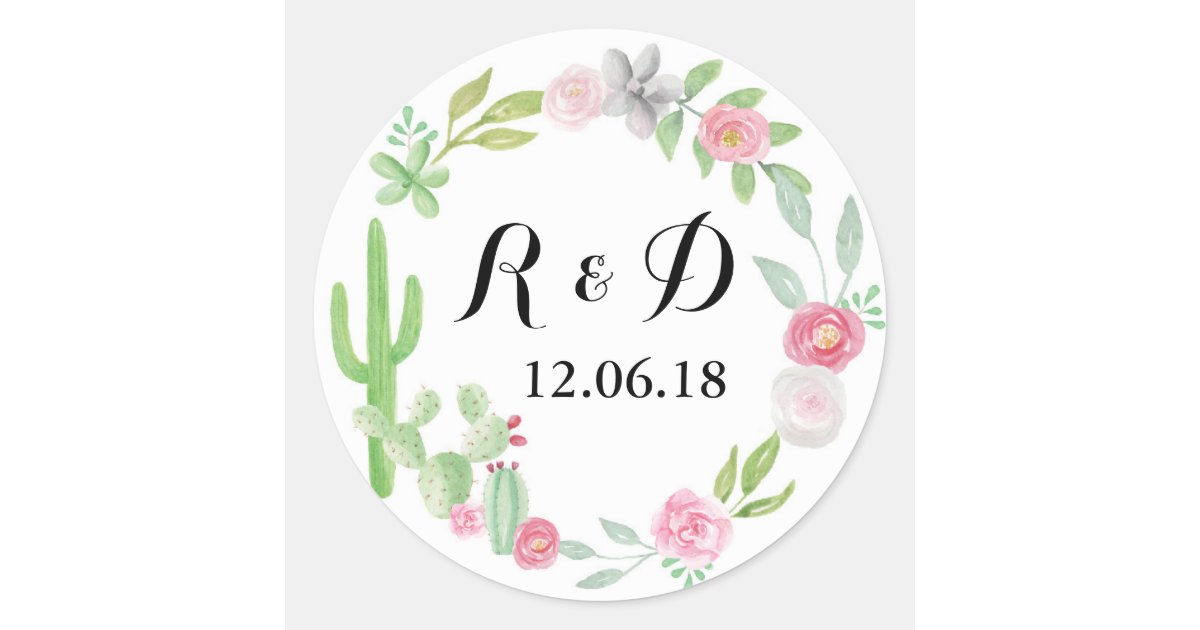 Cactus Stickers Round Mexican Cacti Wedding Label | Zazzle