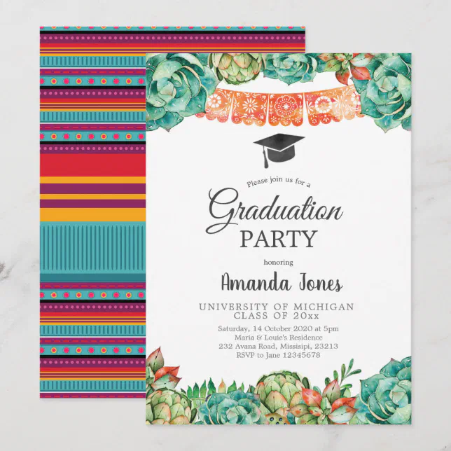 Cactus Succulent Graduation Party Invitation | Zazzle
