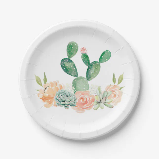 Cactus Succulent Paper Plate Baby shower or Bridal | Zazzle