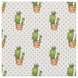 Hand Drawn Textured Cactus Pattern Fabric | Zazzle