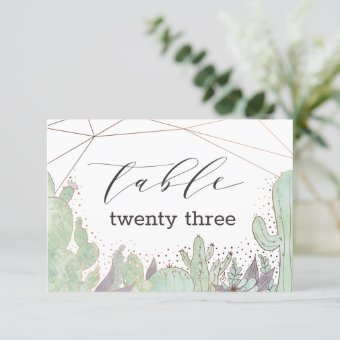 Cactus & Succulent Terrarium Wedding Table Numbers | Zazzle