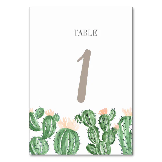 Cactus succulent wedding table number card | Zazzle