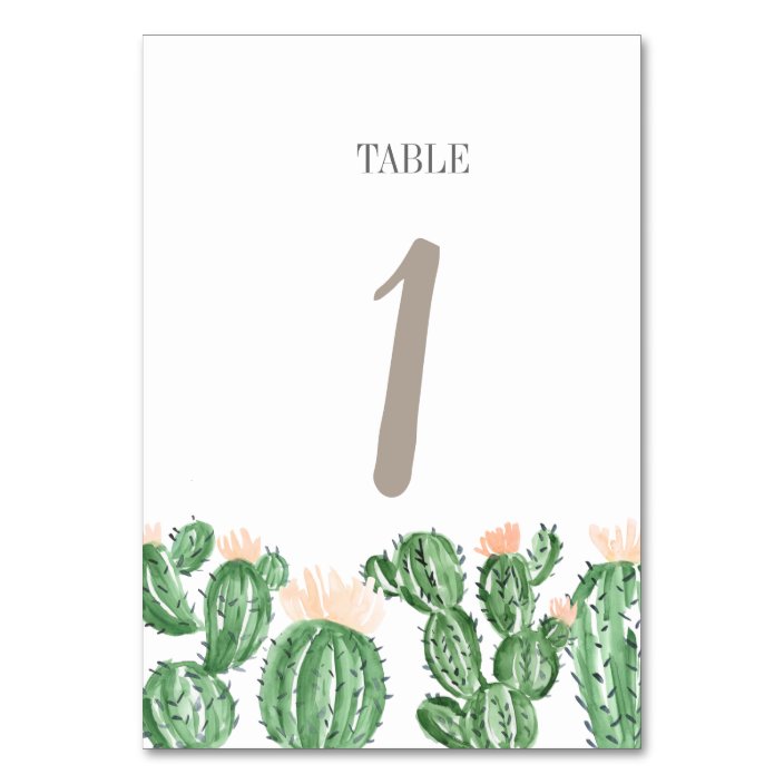 Cactus succulent wedding table number card | Zazzle.com