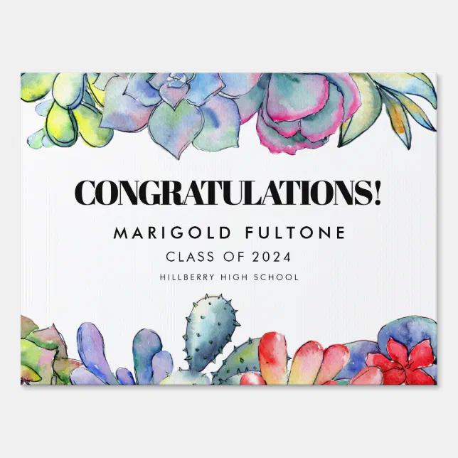 Cactus & succulents Congratulations graduate Sign | Zazzle