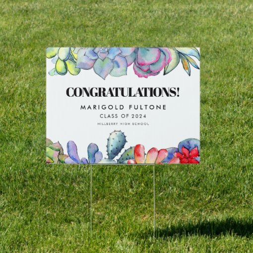Cactus & succulents Congratulations graduate Sign | Zazzle