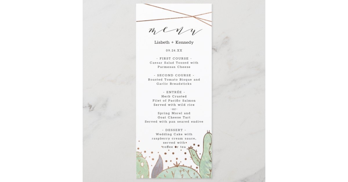 Cactus & Succulents Geometric Terrarium Dinner Menu | Zazzle