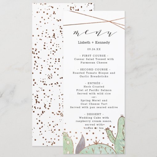 Cactus & Succulents Geometric Terrarium Dinner Menu | Zazzle