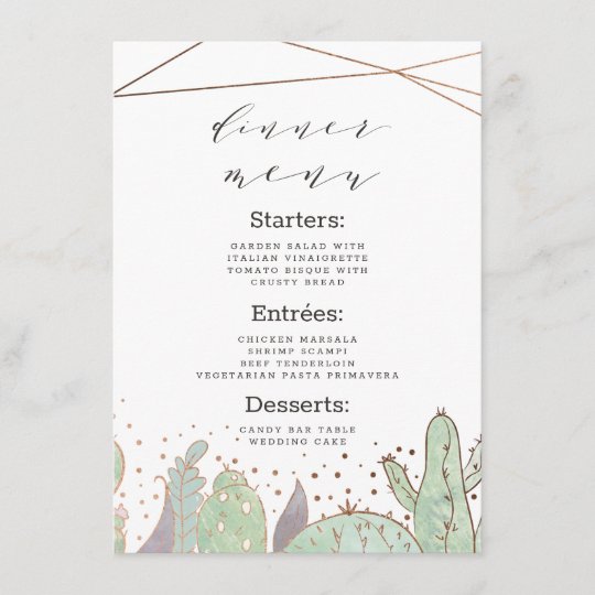 Cactus & Succulents Geometric Terrarium Dinner Menu | Zazzle.com