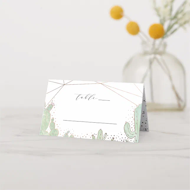 Cactus & Succulents Geometric Wedding Table Number Place Card | Zazzle