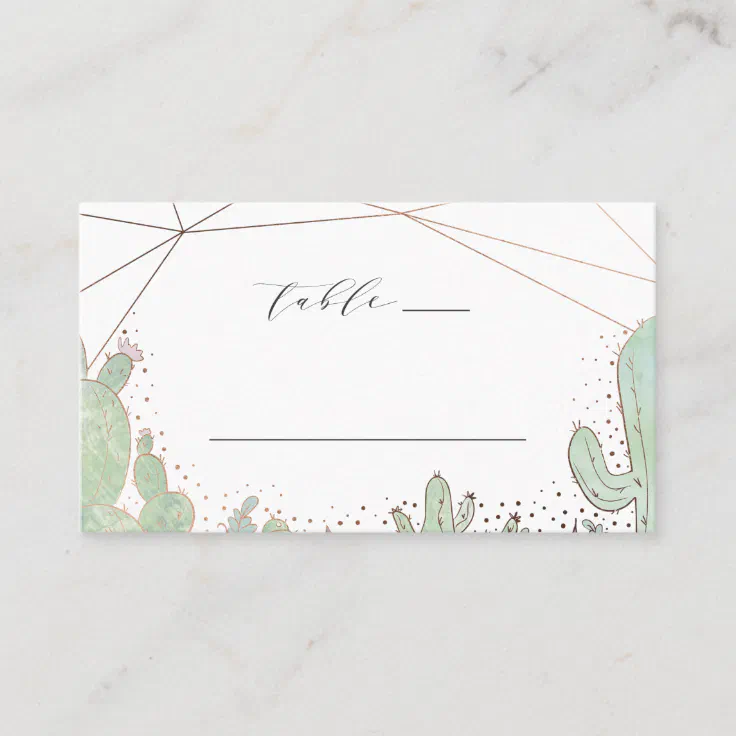 Cactus & Succulents Geometric Wedding Table Number Place Card | Zazzle