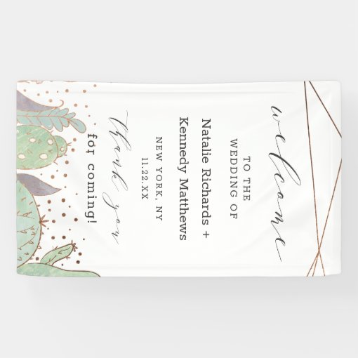 Cactus & Succulents Geometric Wedding Welcome Banner | Zazzle