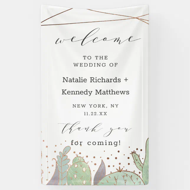 Cactus & Succulents Geometric Wedding Welcome Banner | Zazzle