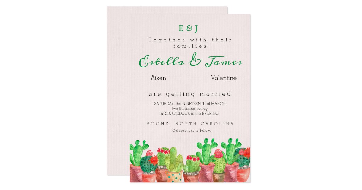 Cactus Themed Wedding Invitation | Zazzle.com