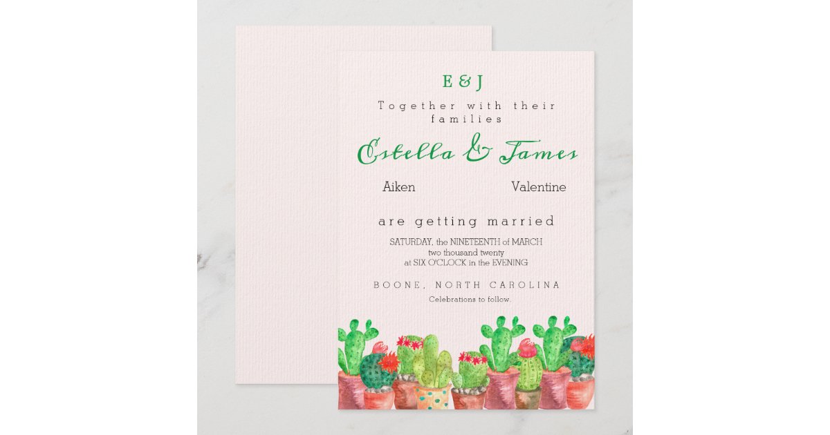 Cactus Themed Wedding Invitation | Zazzle