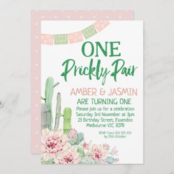 Cactus Twins One Prickly Pair Birthday Invitation | Zazzle