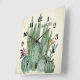 Cactus watercolor cacti flowers floral desert illu square wall clock ...