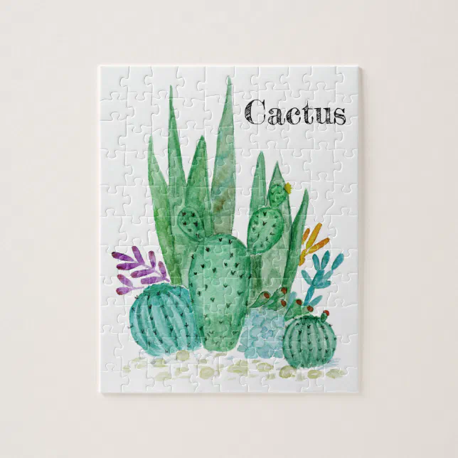 Cactus, watercolor jigsaw puzzle | Zazzle