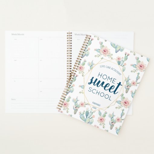 Cactus Watercolors Homeschool Teacher Student Planner | Zazzle