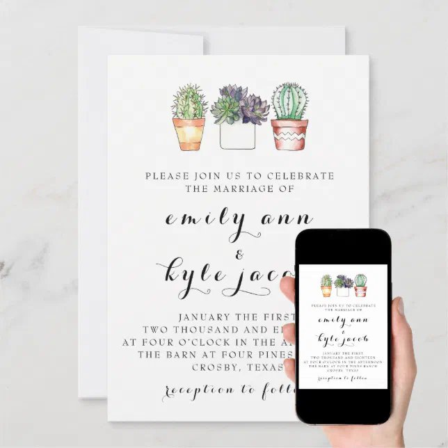 Cactus Wedding Invitation | Zazzle