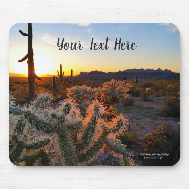 Cactus with Arizona sunset Superstition Wilderness Mouse Pad | Zazzle